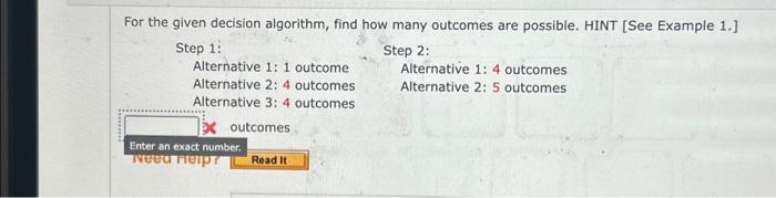 Solved For the given decision algorithm, find how many | Chegg.com