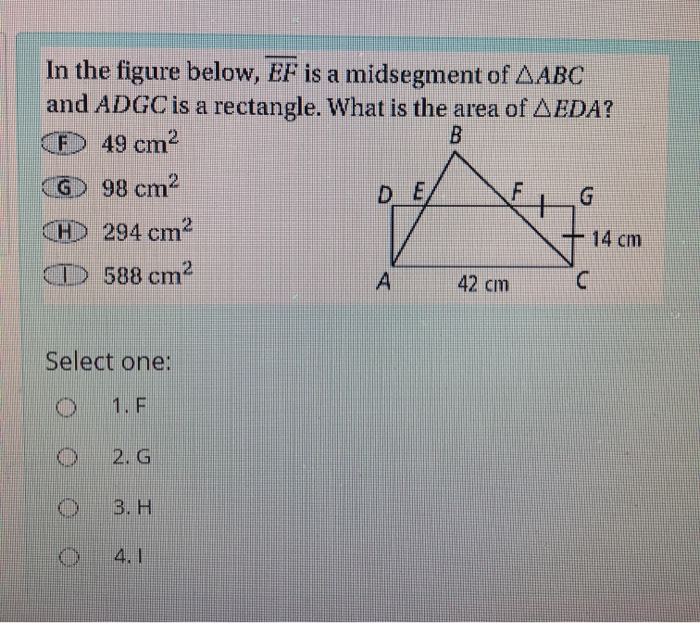 Solved In the figure below, EF is a midsegment of AABC and | Chegg.com