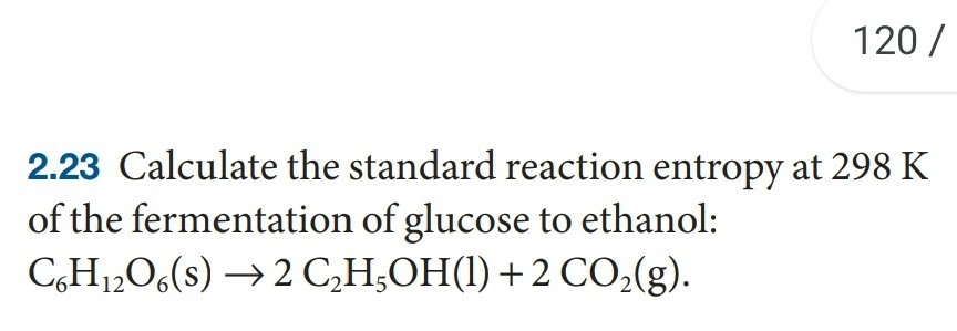 Solved 120 / 2.23 Calculate the standard reaction entropy at | Chegg.com