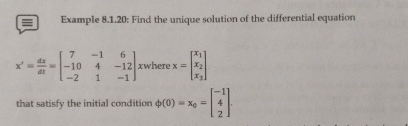 Solved Example 8.1.20: Find the unique solution of the | Chegg.com