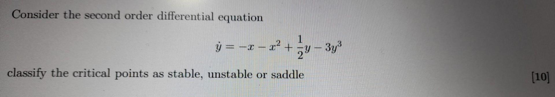 Consider the second order differential equation | Chegg.com