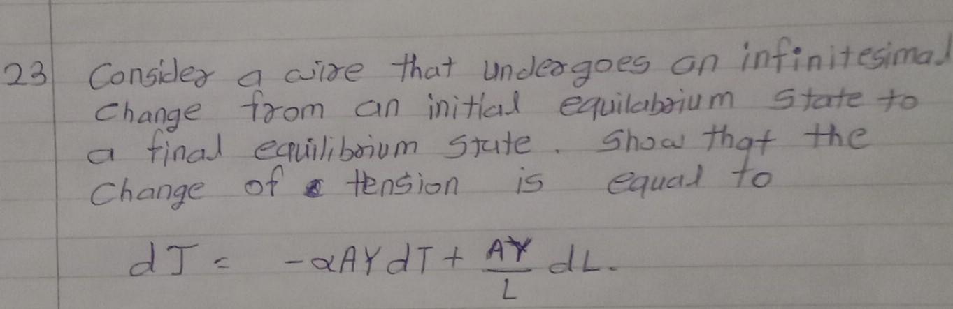 Solved 23 Consider a wire that undergoes on infinitesimal | Chegg.com