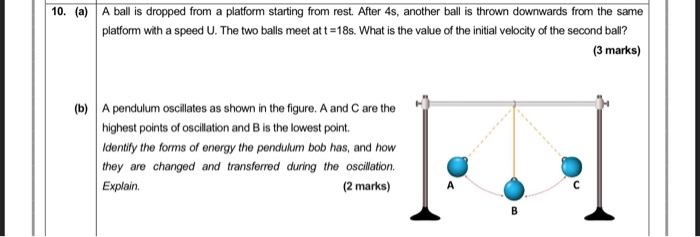 Solved 10. (a) A ball is dropped from a platform starting | Chegg.com