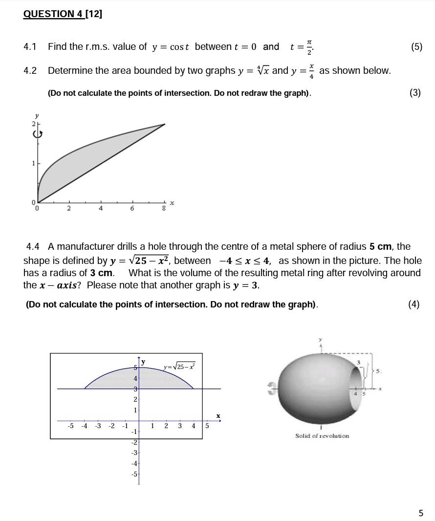 Solved 4.1 Find the r.m.s. value of y=cost between t=0 and | Chegg.com