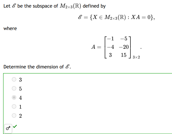 [Solved]: Let E be the subspace of M_(2 times 3)(R) defined