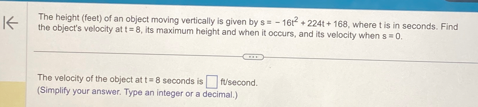 Solved The height (feet) ﻿of an object moving vertically is | Chegg.com