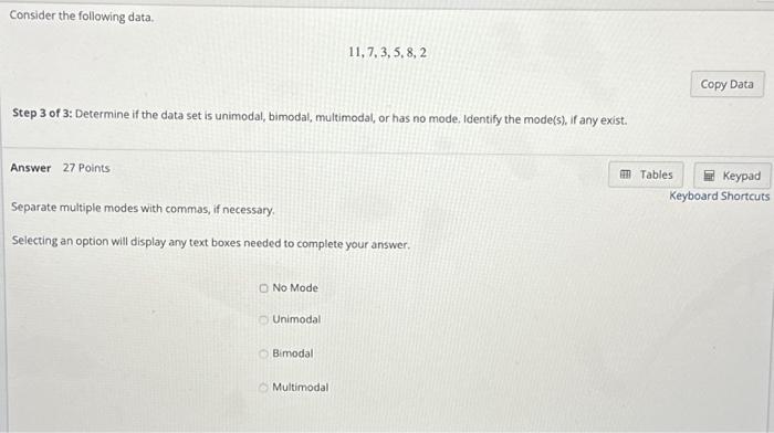 Solved Consider the following data. 11,7,3,5,8,2 Step 3 of | Chegg.com