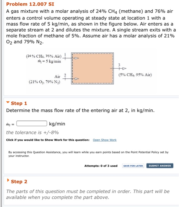 Solved Problem 12.007 SI A gas mixture with a molar analysis | Chegg.com