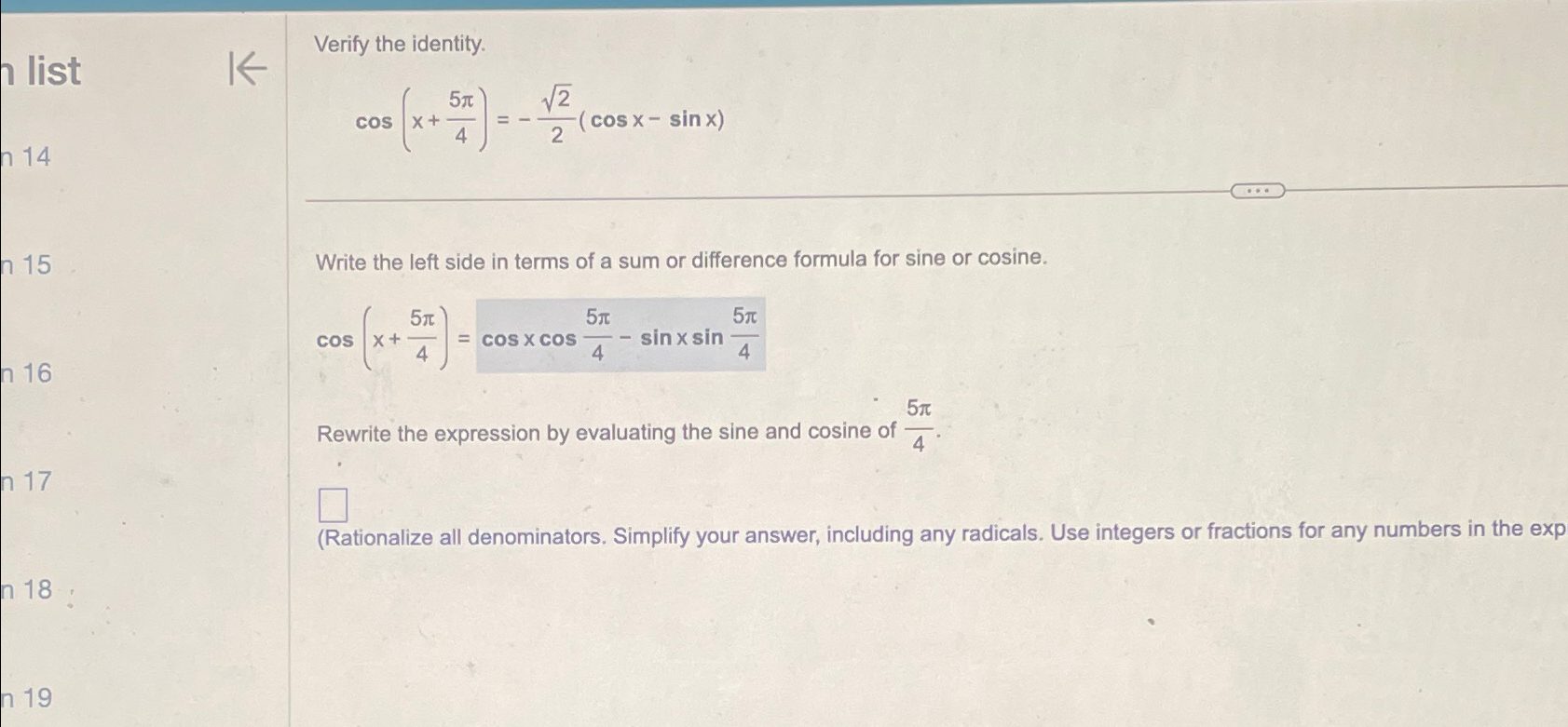 Solved 1718 ﻿:(Rationalize all denominators. Simplify your | Chegg.com