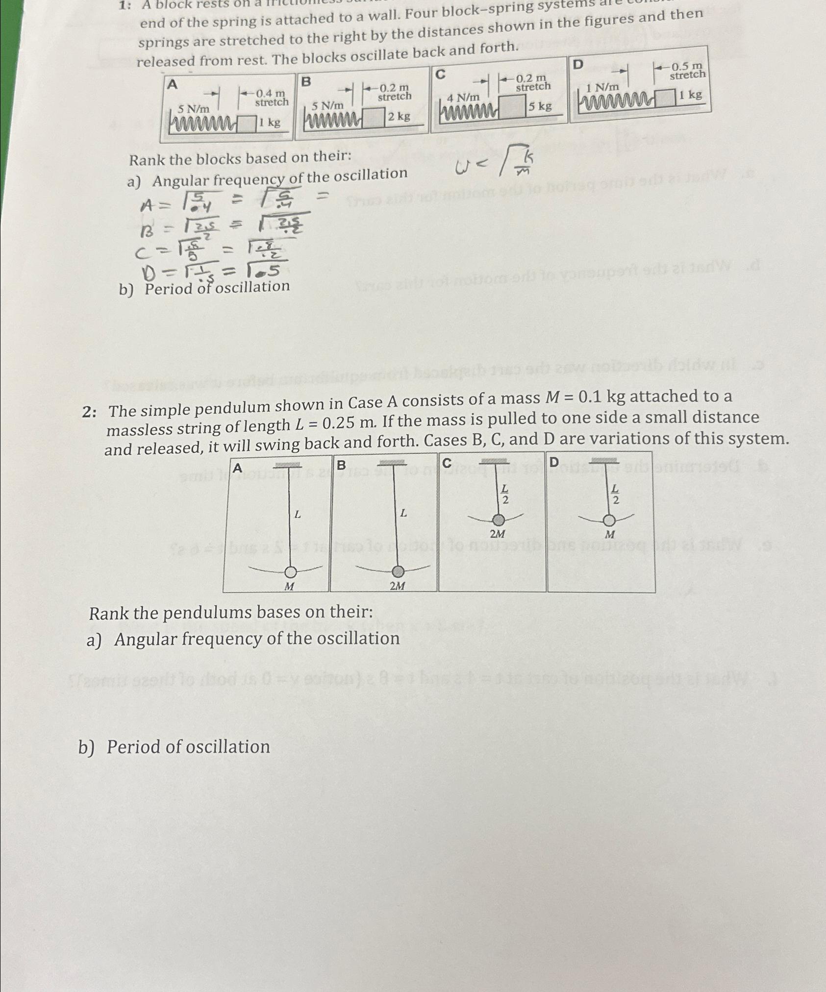 Solved end of the spring is attached to a wall. Four | Chegg.com
