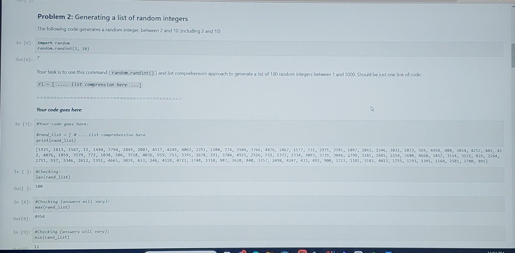 Solved Your task is to use this command ( random. randint()) | Chegg.com