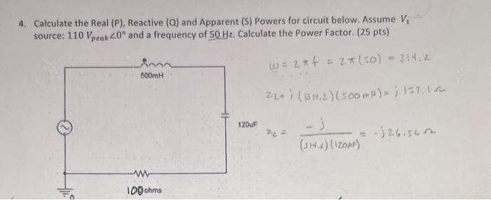 Solved 4. Calculate the Real (P), Reactive (Q) and Apparent | Chegg.com