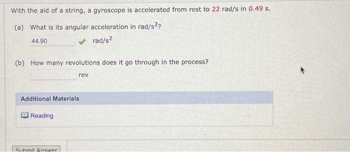 Solved With the aid of a string, a gyroscope is accelerated | Chegg.com