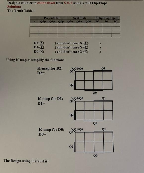 Solved Design a counter to count-down from 5 to 2 using 3 of | Chegg.com