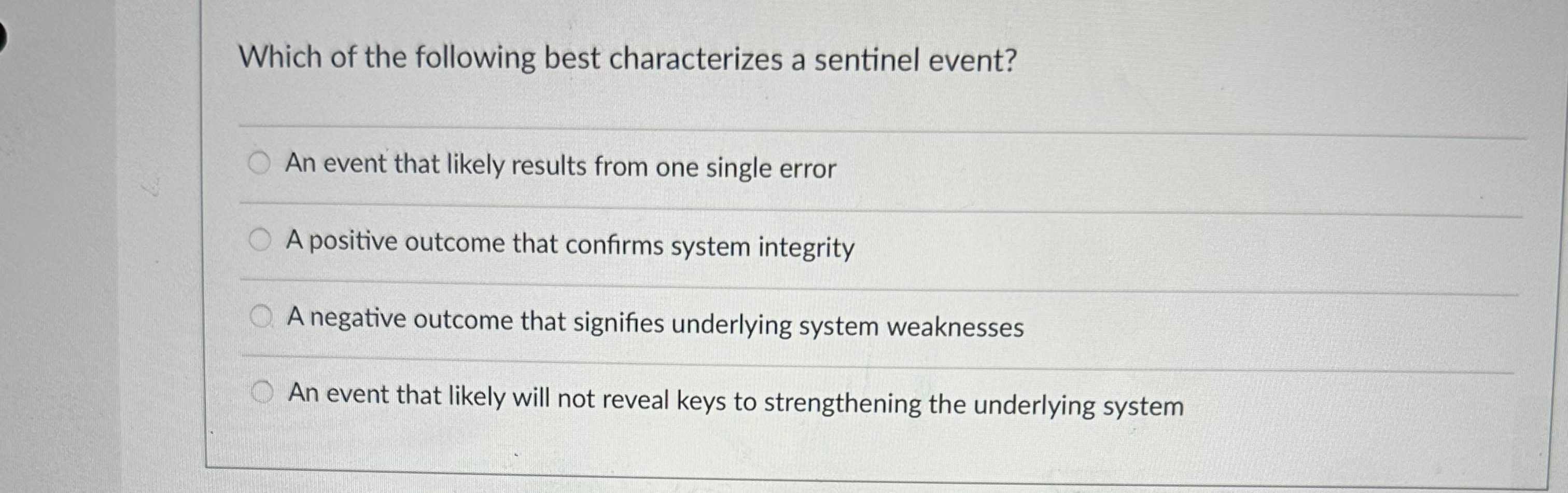 Solved Which of the following best characterizes a sentinel | Chegg.com