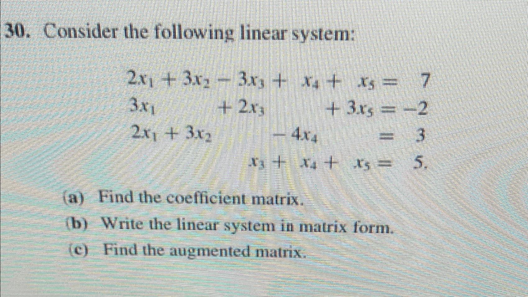 Solved Consider the following linear | Chegg.com
