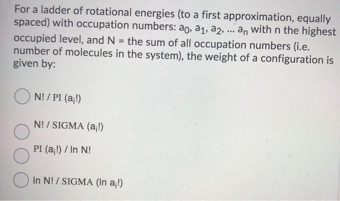 Solved For a ladder of rotational energies (to a first | Chegg.com