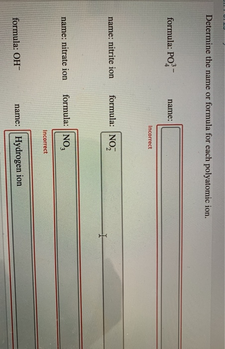 Solved Determine the name or formula for each polyatomic | Chegg.com