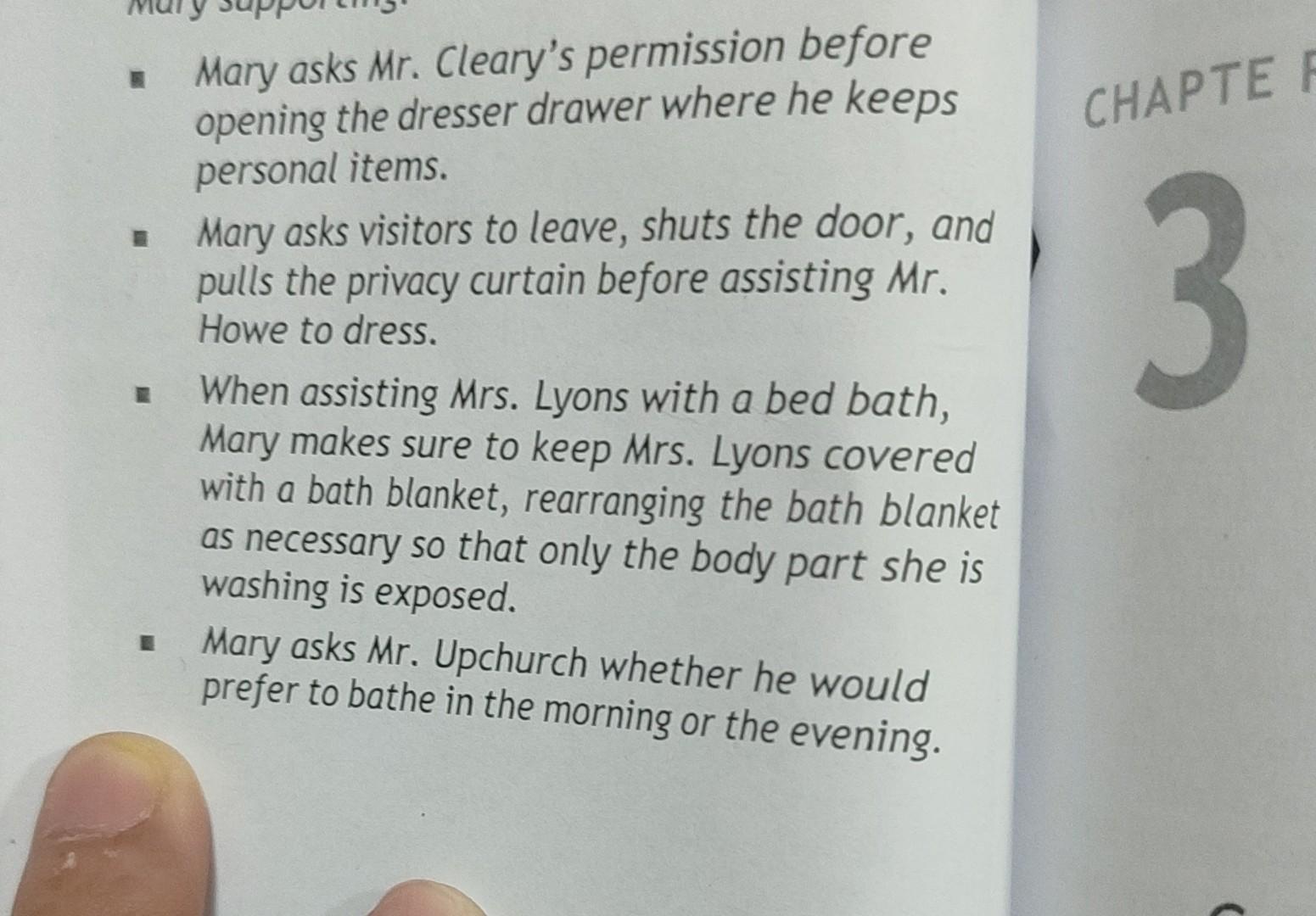 - Mary asks Mr. Cleary's permission before opening | Chegg.com