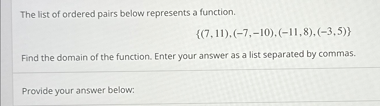 Solved The list of ordered pairs below represents a | Chegg.com