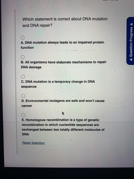 Solved Which statement is correct about DNA mutation and DNA | Chegg.com