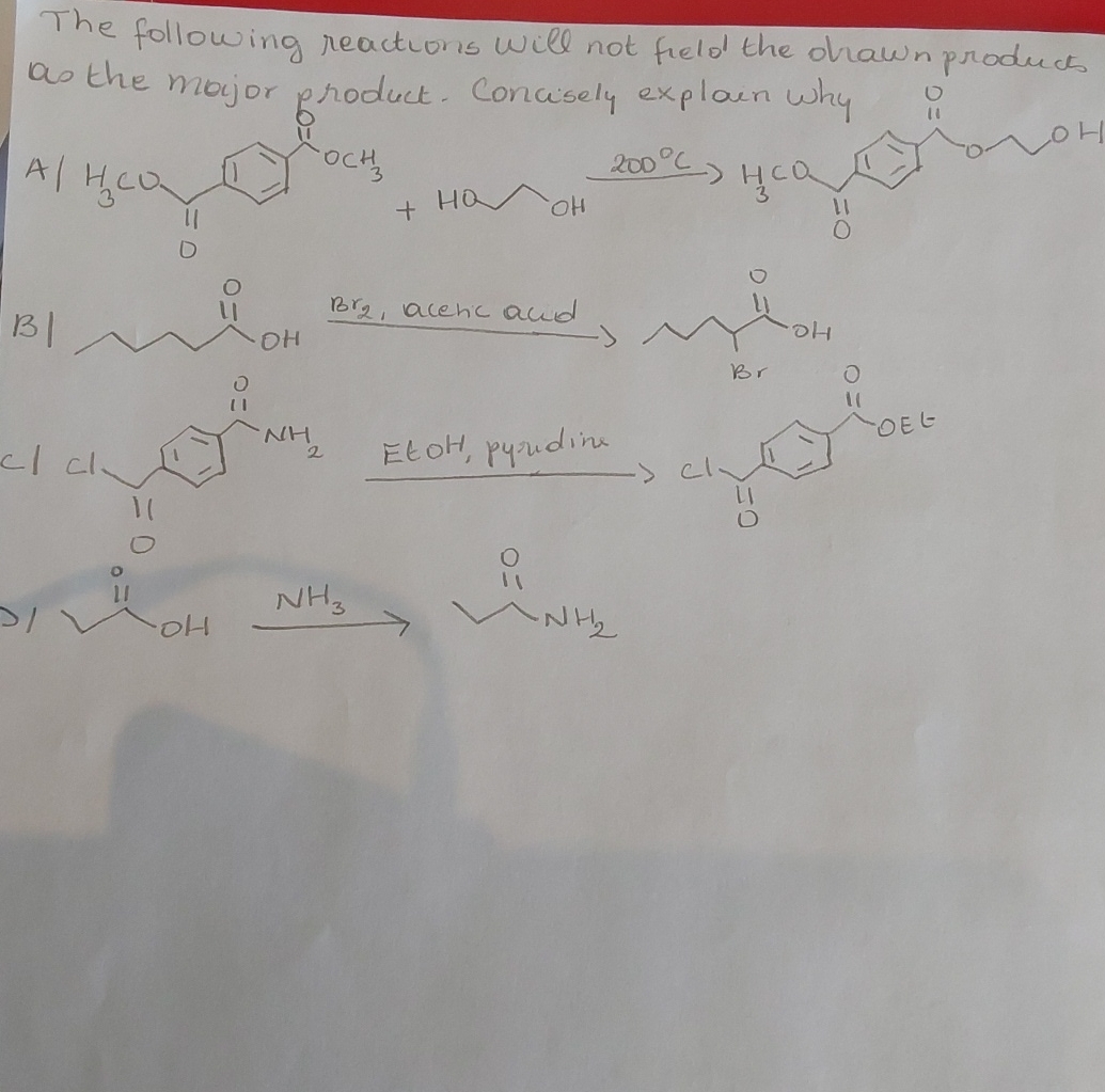 The following reactions will not yield the drawn | Chegg.com