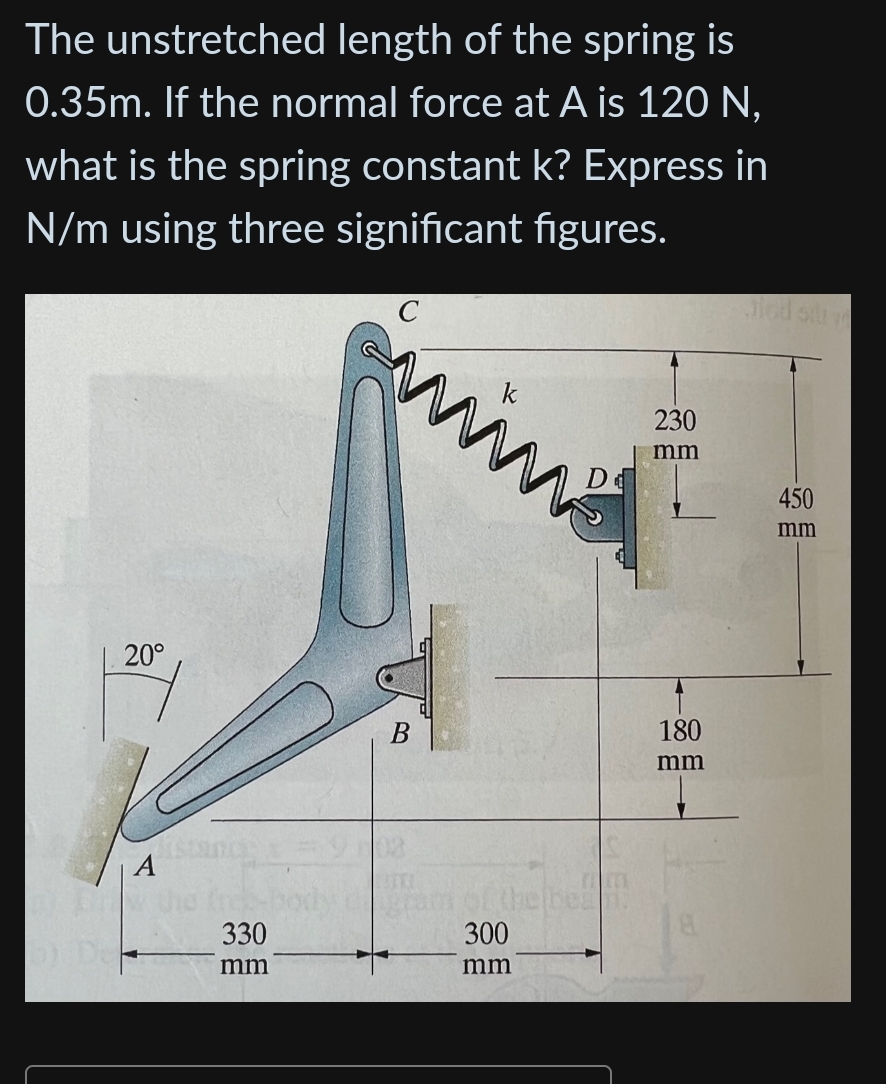Solved The unstretched length of the spring is 0.35m. ﻿If | Chegg.com