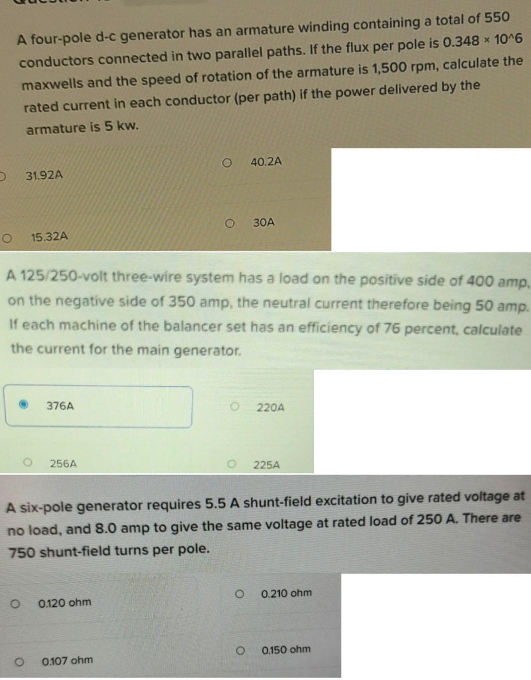 Solved A four-pole d-c generator has an armature winding | Chegg.com