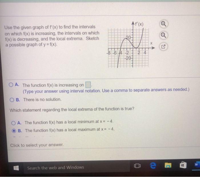 Solved Use the given graph of f'(x) to find the intervals on | Chegg.com