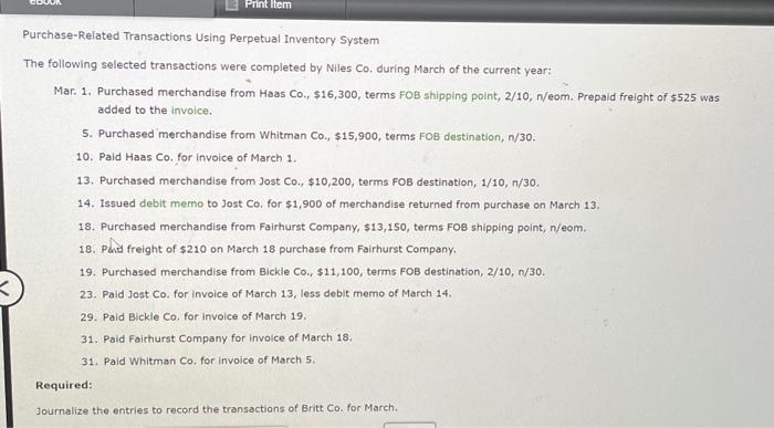 Solved Purchase-Related Transactions Using Perpetual | Chegg.com