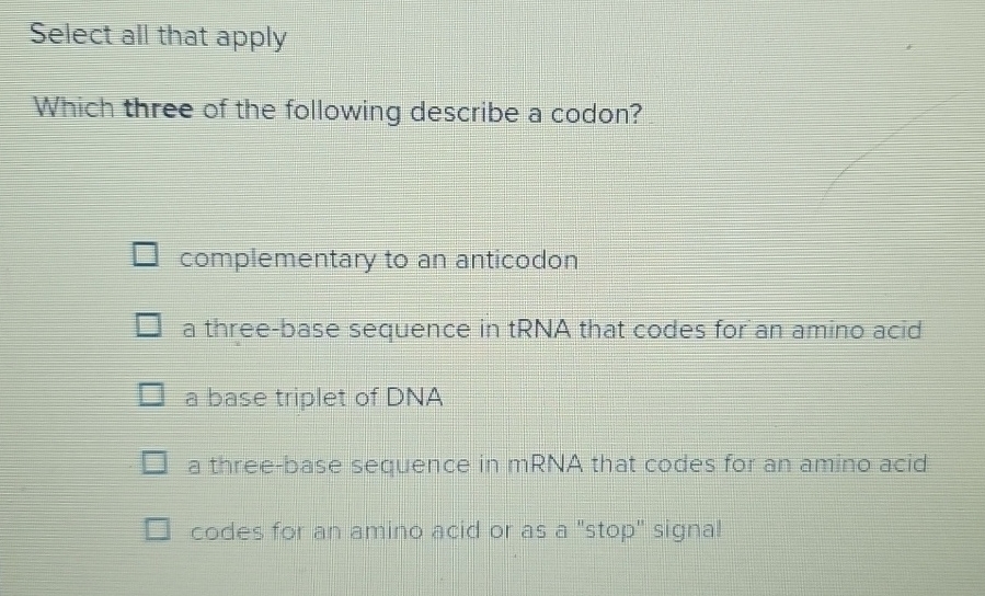 Solved Select all that applyWhich three of the following | Chegg.com