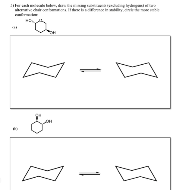 Solved For each molecule below, draw the missing | Chegg.com