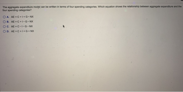 Solved The aggregate expenditure model can be written in | Chegg.com