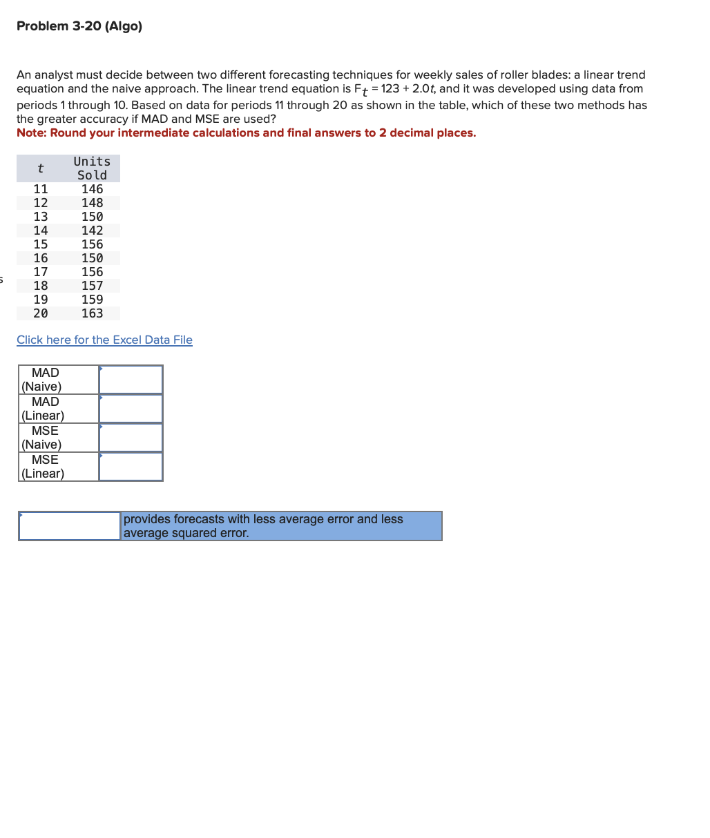 Solved Problem 3-20 (Algo) ﻿An analyst must decide between | Chegg.com