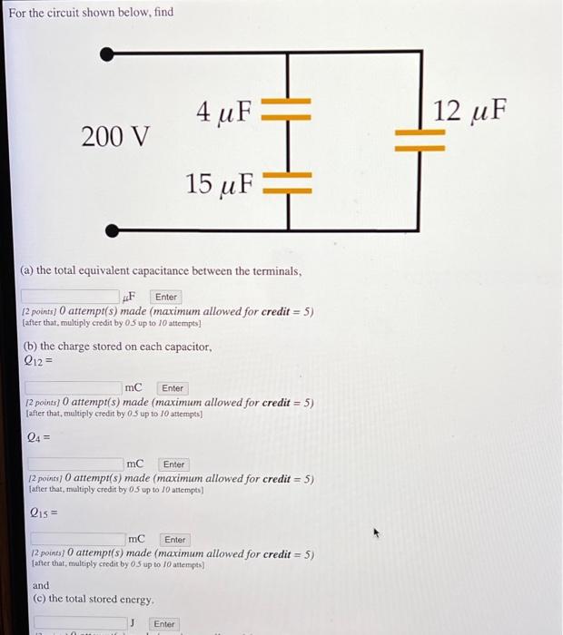 Solved For the circuit shown below, find (a) the total | Chegg.com