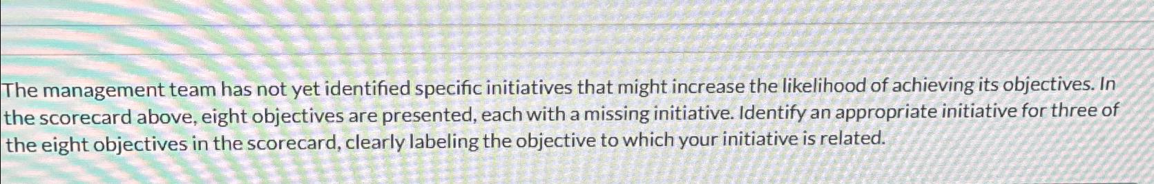 Solved The management team has not yet identified specific | Chegg.com