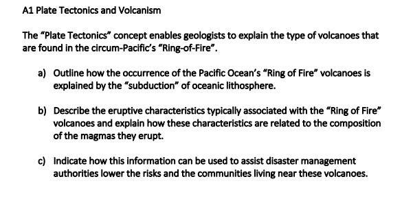 Solved A1 Plate Tectonics and Volcanism The "Plate | Chegg.com