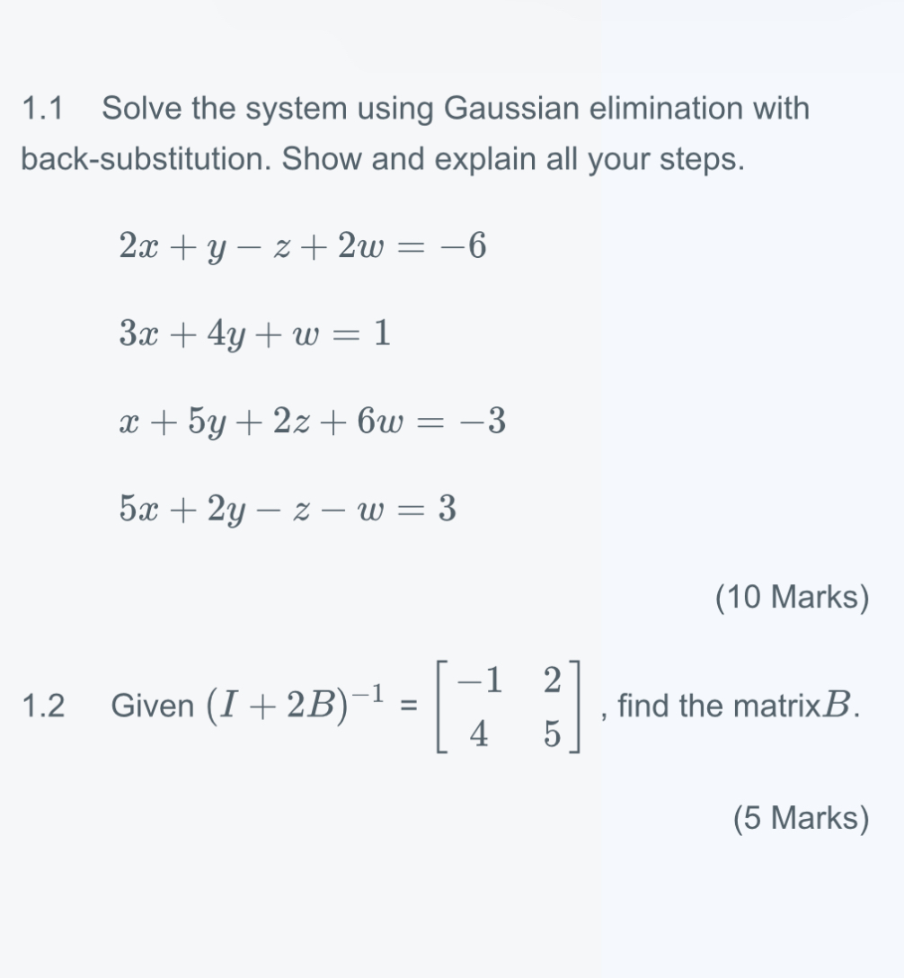 Solved 1.1 ﻿Solve the system using Gaussian elimination with | Chegg.com