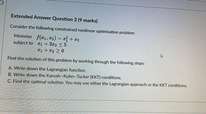 Solved Consider the following constrained nonlinear | Chegg.com