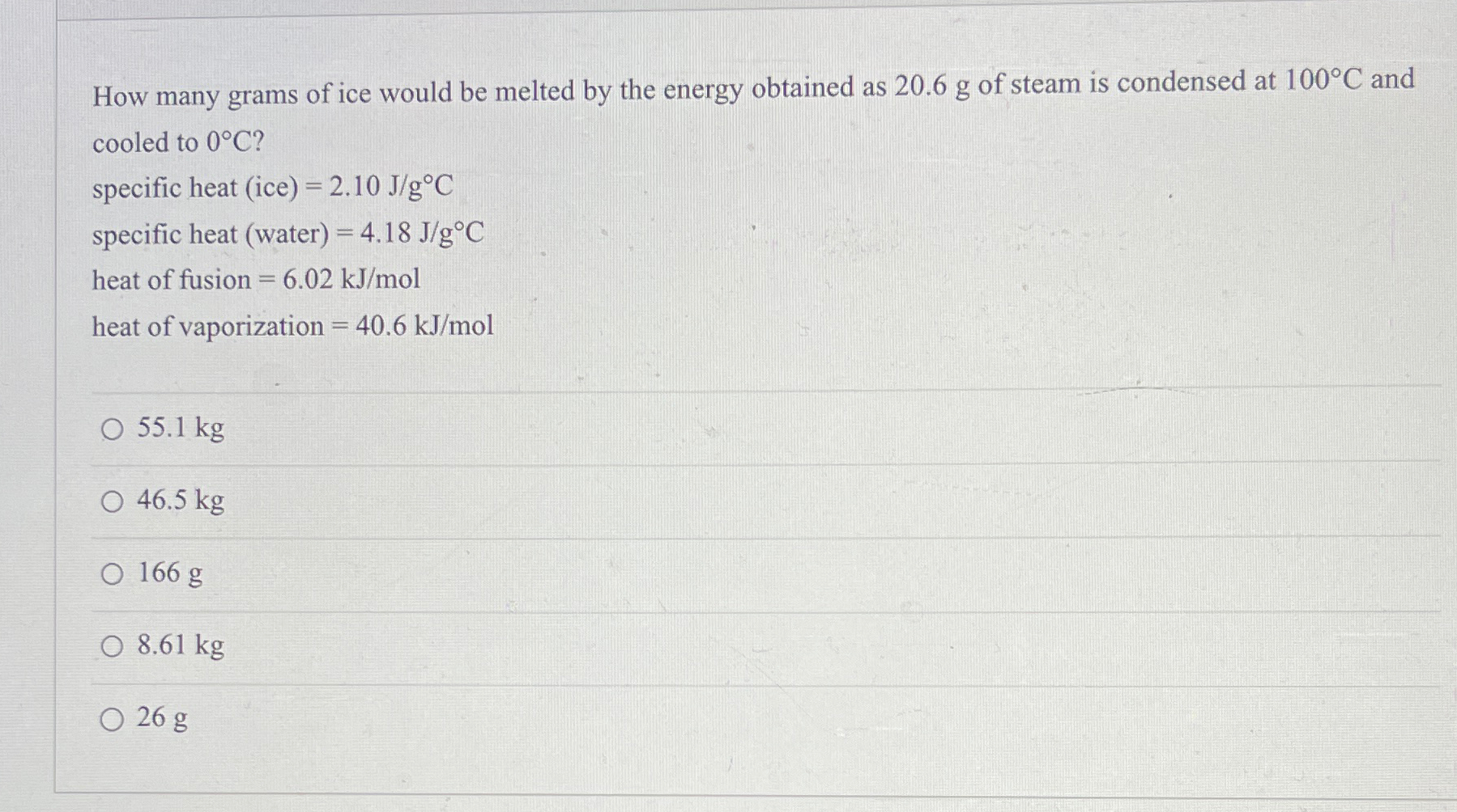 Solved How many grams of ice would be melted by the energy | Chegg.com