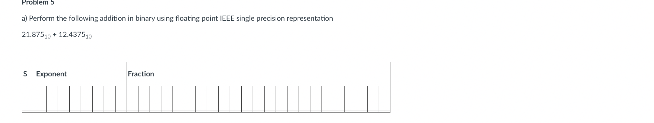 Solved Problem 5a) ﻿Perform the following addition in binary | Chegg.com
