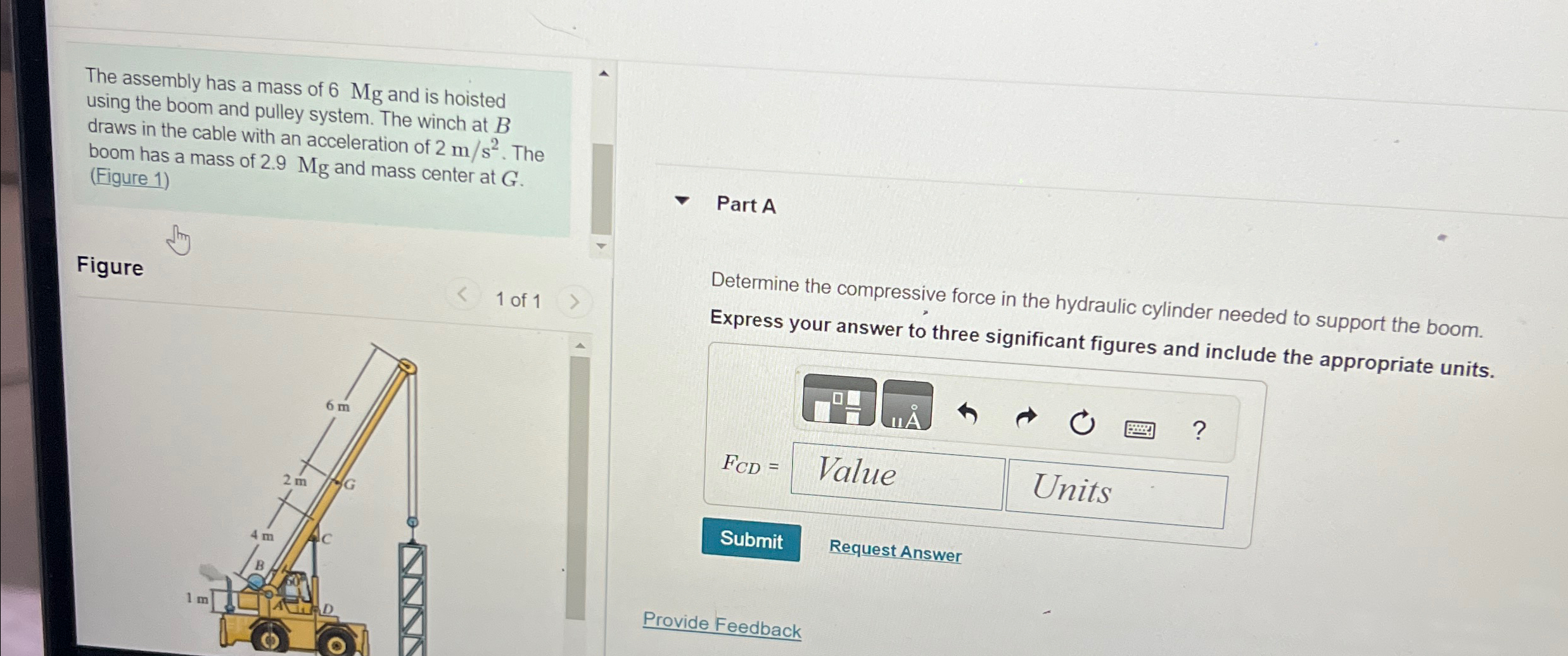Solved The assembly has a mass of 6Mg ﻿and is hoisted using | Chegg.com