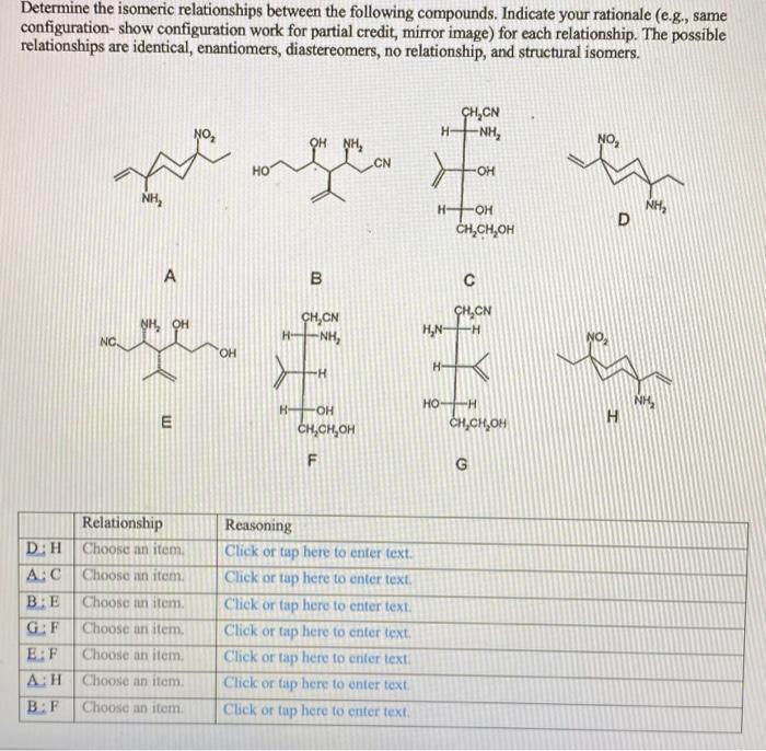 Solved Determine the isomeric relationships between the | Chegg.com