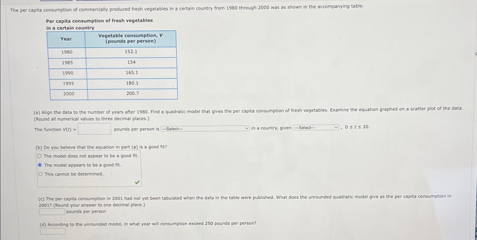 Solved The per capita consumption of commercially produced | Chegg.com
