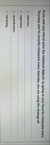 Solved If you and your friend solve the relational dialectic | Chegg.com