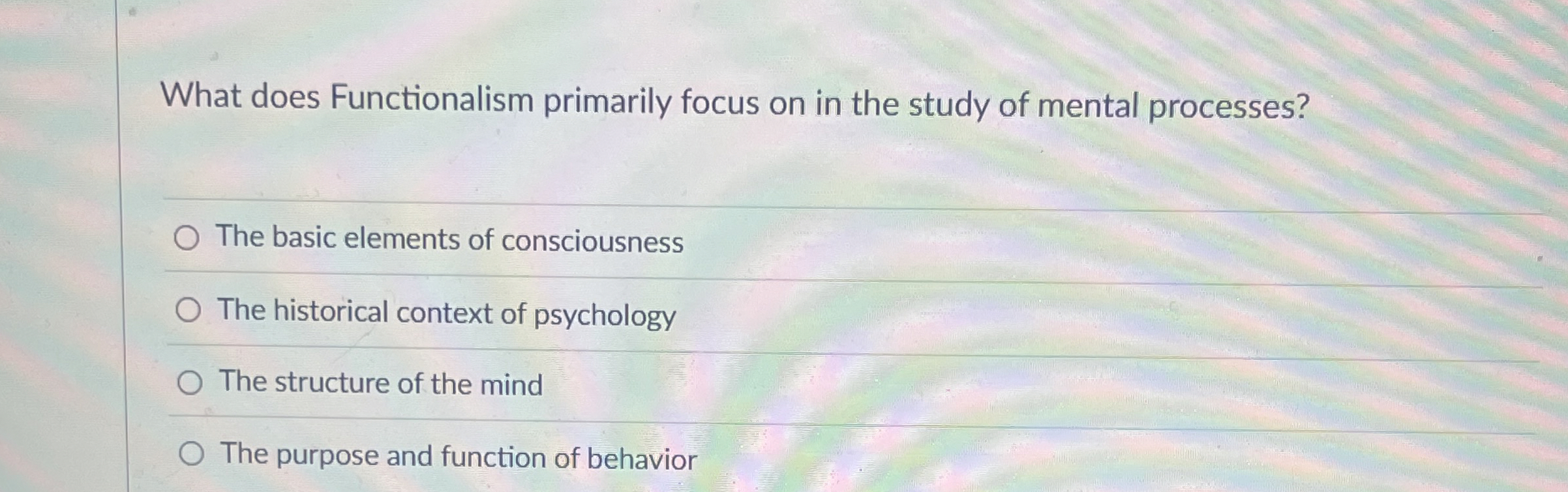 Solved What does Functionalism primarily focus on in the | Chegg.com