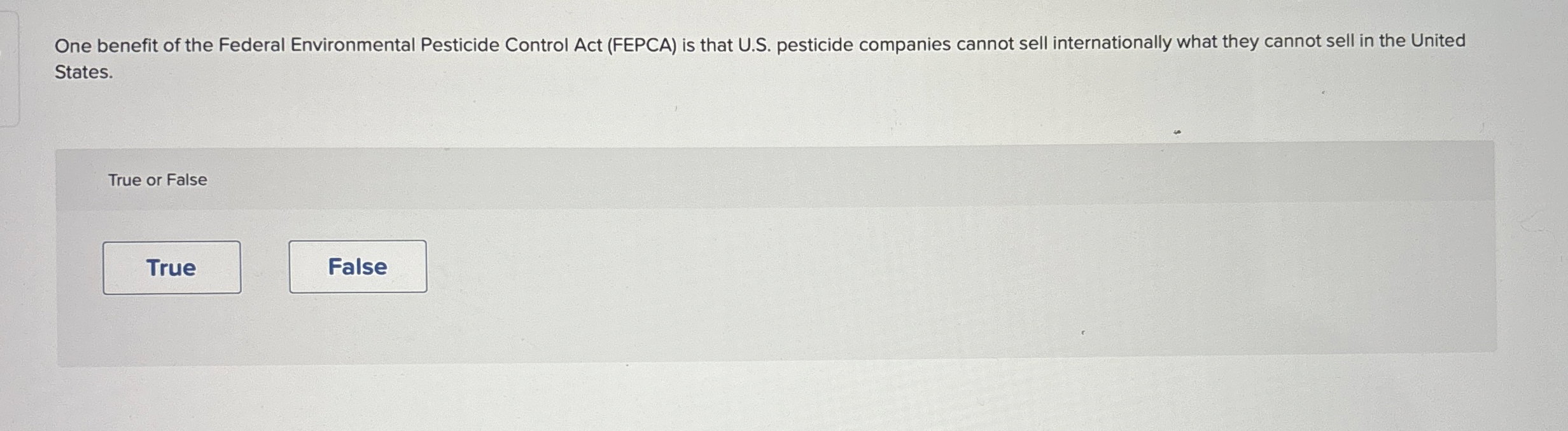 Solved One benefit of the Federal Environmental Pesticide | Chegg.com