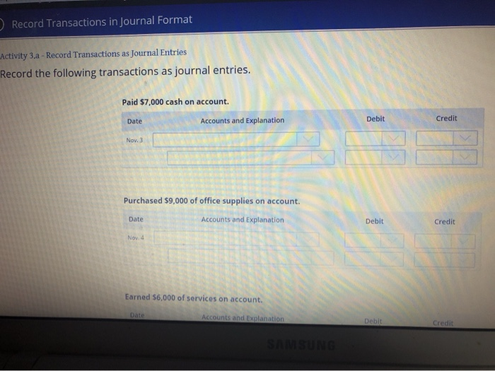 Solved Record Transactions in Journal Format Activity 3.a - | Chegg.com