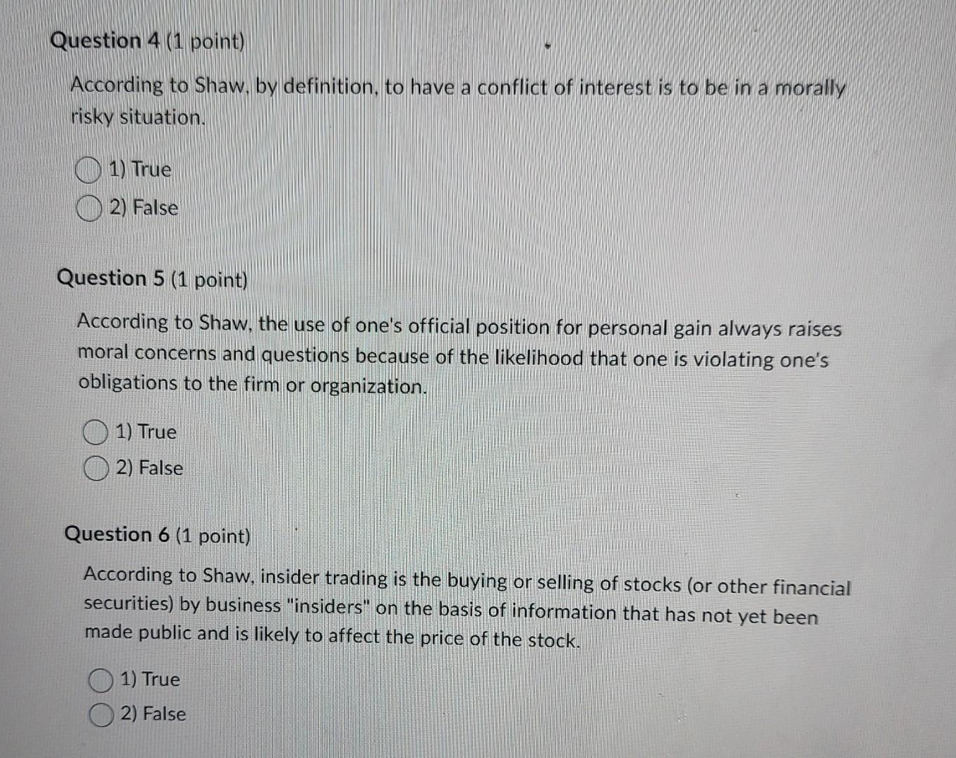 According to Shaw, by definition, to have a conflict | Chegg.com