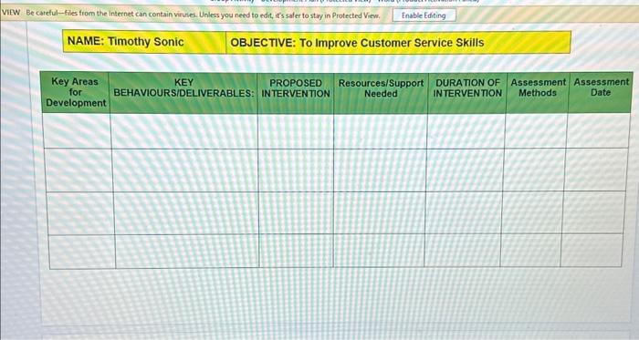 Solved DEVELOPMENT PLAN TEMPLATE | Chegg.com